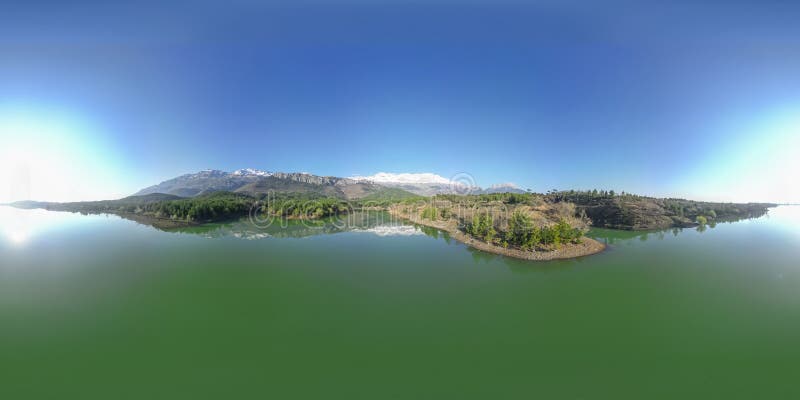Aerial 360 Degree View of Lake Reflections and Amazing Views in Spring ...