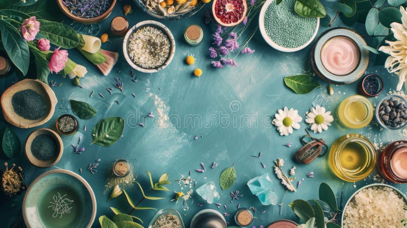 Aerial Display of Beauty and Wellness Rituals Stock Illustration ...