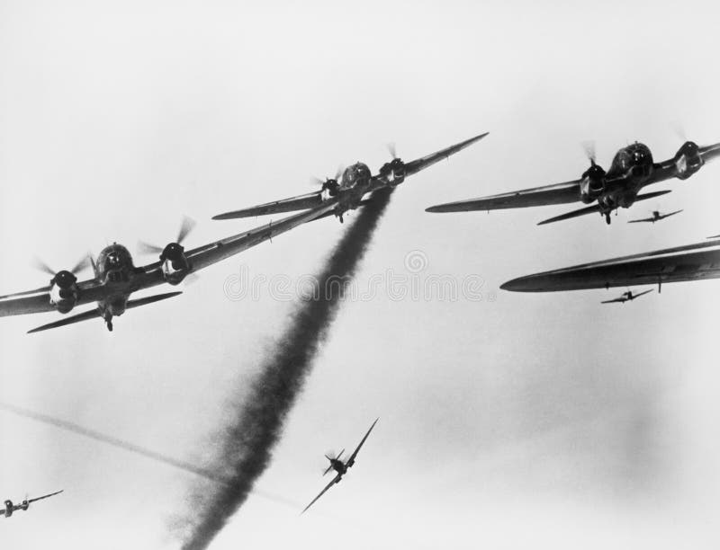 Aerial Dog fight stock photo. Image of airplanes, action - 51996852