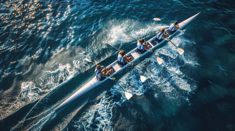 Aerial Drone Capture of Synchronized Canoe Rowing Team Competing in ...