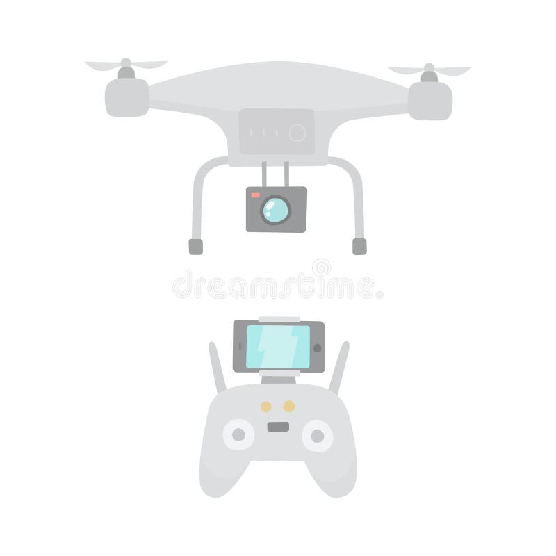 Aerial Drone and Drones Controller. Stock Vector - Illustration of ...