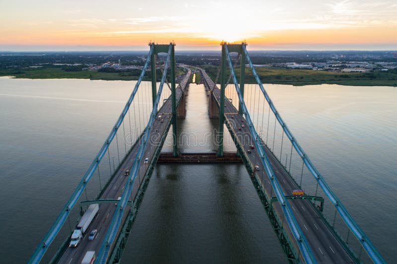 Delaware Memorial Bridge by Night Stock Image - Image of panorama ...