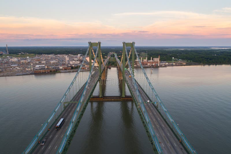 Delaware Memorial Bridge by Night Stock Image - Image of panorama ...
