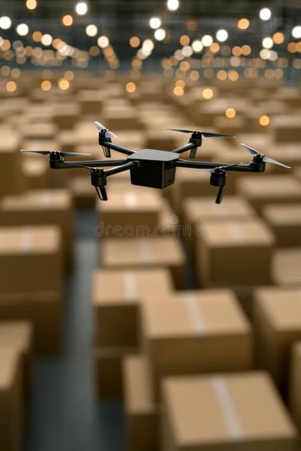 Aerial Drone Navigating Warehouse for Efficient Logistics and Supply ...