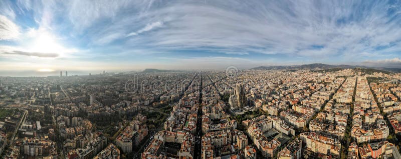 Aerial Drone Panoramic View of Barcelona, Spain Stock Image - Image of ... Aerial Drone Panoramic View of Barcelona, Spain Stock Image - Image of ...