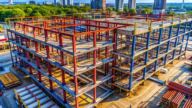 Modern Building Construction Site Drone Footage Reveals Foundation ...
