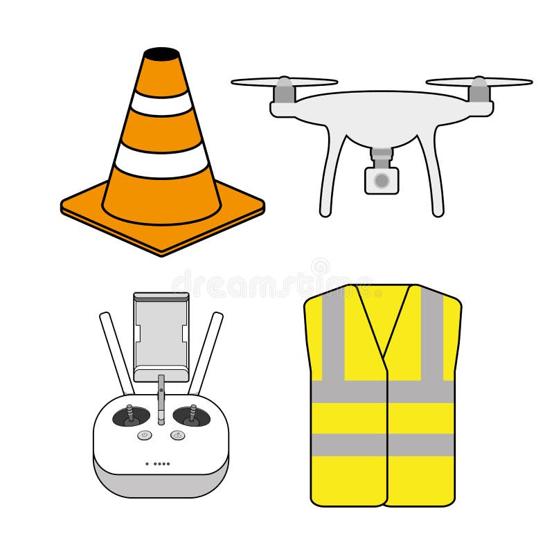 Aerial Drone Pilot Equipment and Safety Icons Stock Vector ...