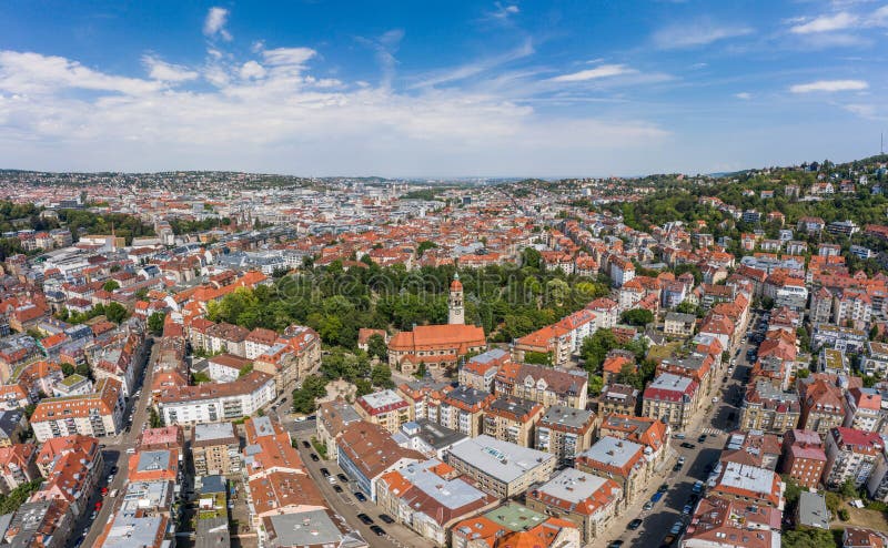 Aerial Drone Shot of Stuttgart Suburb at Summer Noon Stock Image ...