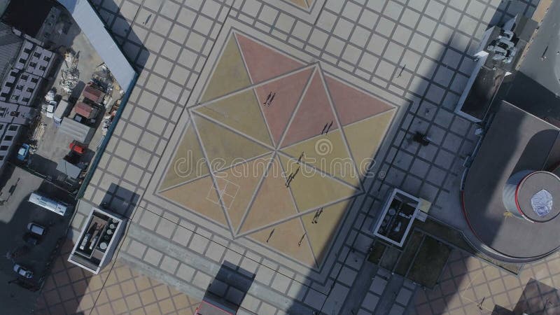 Aerial Drone Square City People Stock Footage - Video of landmark ...