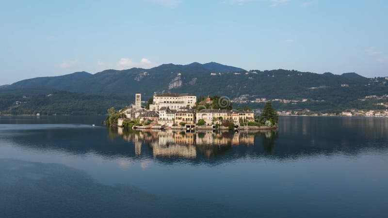 Aerial Drone - Summer Landscape on Lake Orta Stock Footage - Video of ...