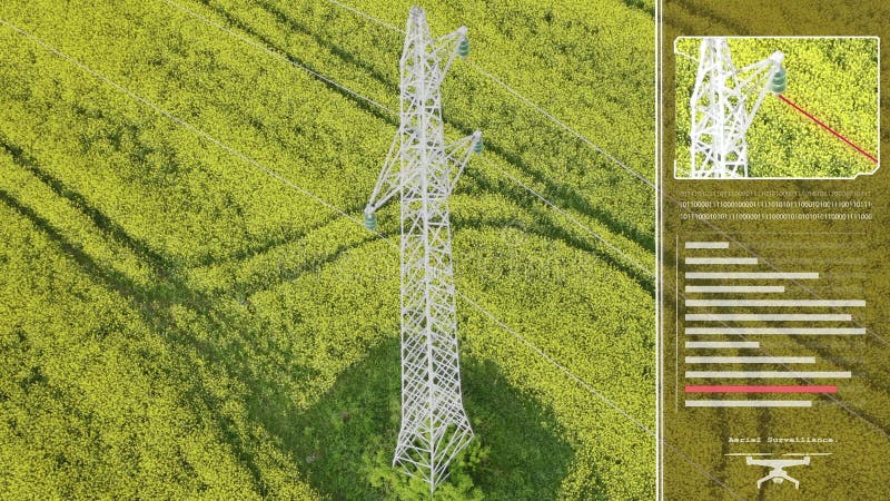 Aerial Drone Surveillance of Electrical Distribution Network. Graphics Stock Photo - Image of ...