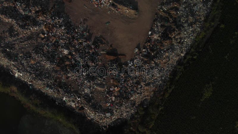 Aerial Drone Top Down View of a Commercial Landfill Garbage Dump Stock ...