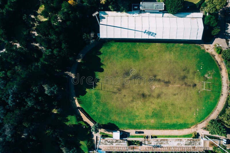 Aerial Drone Top Down View of a Rugby Pitch Stock Image - Image of play ...