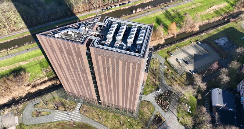 Aerial Drone Video of a Large Data Center, Home of Super Computer ...