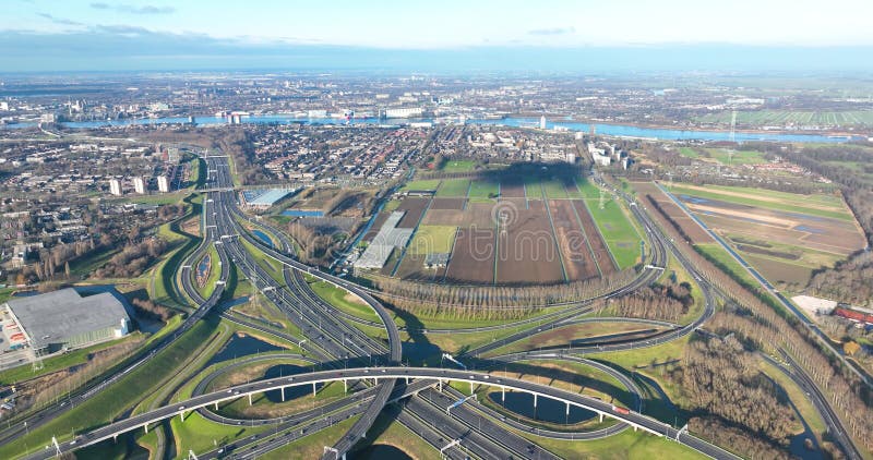 Aerial Drone Video of Large Scale Highway Intersection in the ...