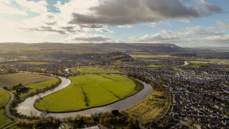 Aerial Drone View Across River Forth To Stirling Stock Photo - Image of ...
