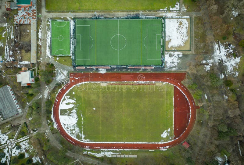 Aerial Drone View of Athletics and Soccer Field Stock Image - Image of ...