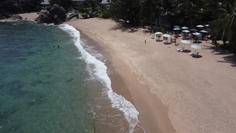 Aerial Drone View of Beach and Ocean Waves in Koh Samui Stock Video ...