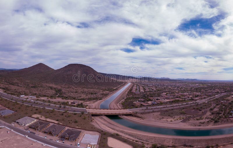 Aerial Drone View of the Central Arizona Project Canal in Arizona Stock ...