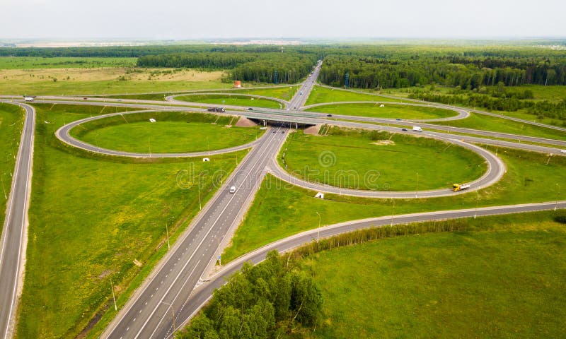 Circular Highway Interchange Beetween Fields Stock Photo - Image of ...