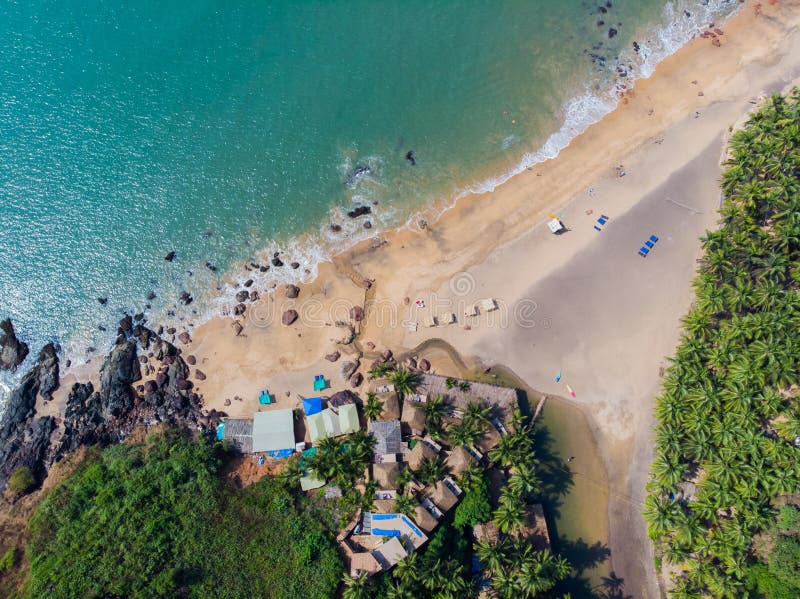 Aerial Drone View Cola Beach in the State of GOA in India. Stock Image ...