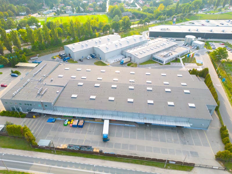 Aerial Drone View on Distribution Center. Logistic and Transport ...