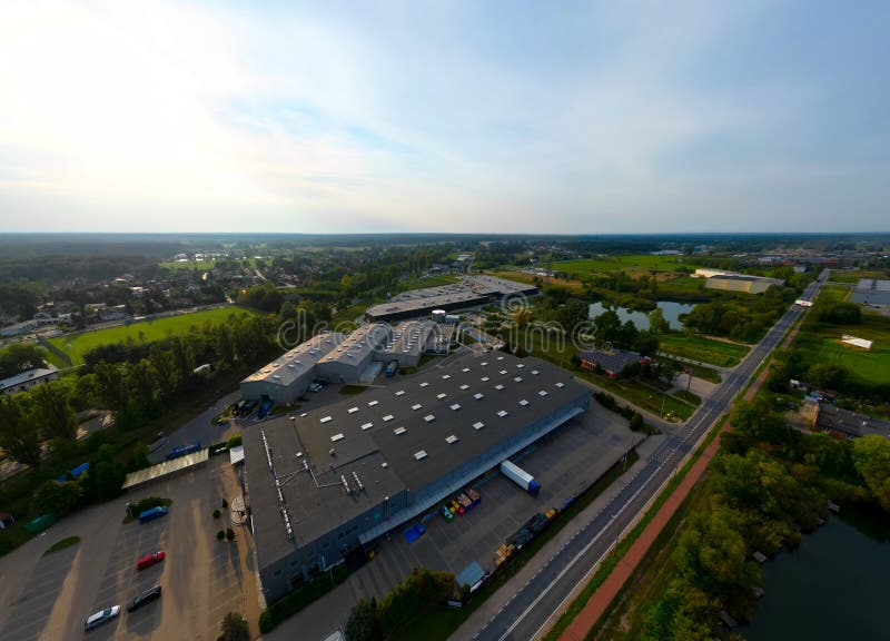 Aerial Drone View on Distribution Center. Logistic and Transport ...