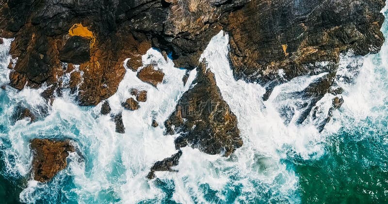 Aerial Drone View of Dramatic Ocean Waves Stock Image - Image of north ...