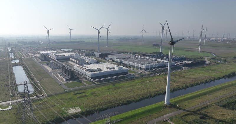 Data Center Tower in Leleystad, the Netherlands. Aerial View Stock ...