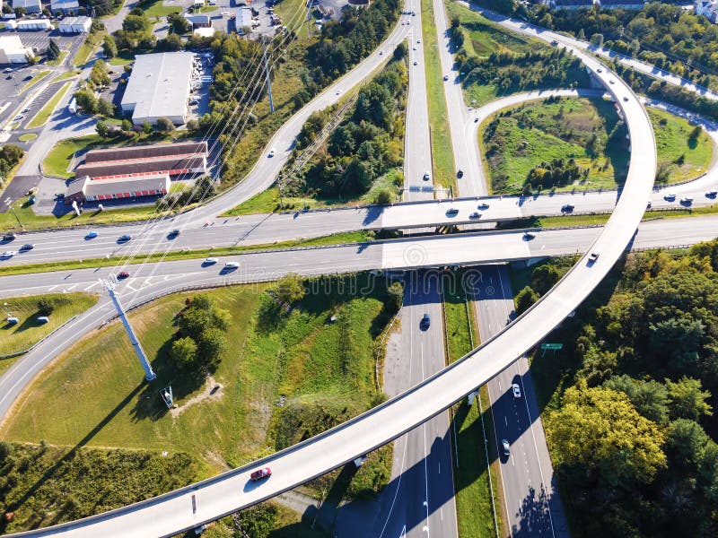 Aerial Drone View of Elevated Road and Traffic Junctions. Transport ...