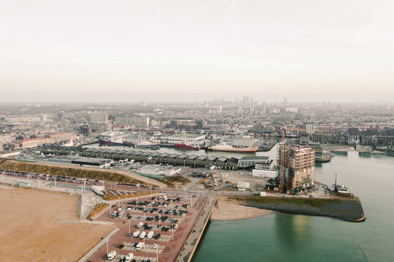 Aerial View of Harbour of Scheveningen Stock Image - Image of boat ...