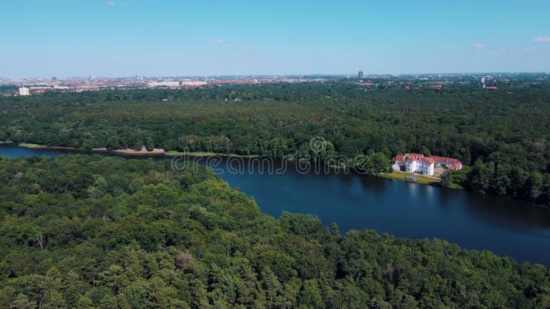Aerial Drone View of Jagdschloss Grunewald Castle in Grunewald Forest ...