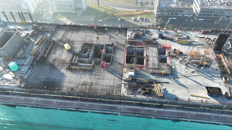 Aerial Drone View of a Modern High Rise Building Under Construction ...