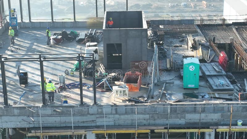 Aerial Drone View of a Modern High Rise Building Under Construction ...