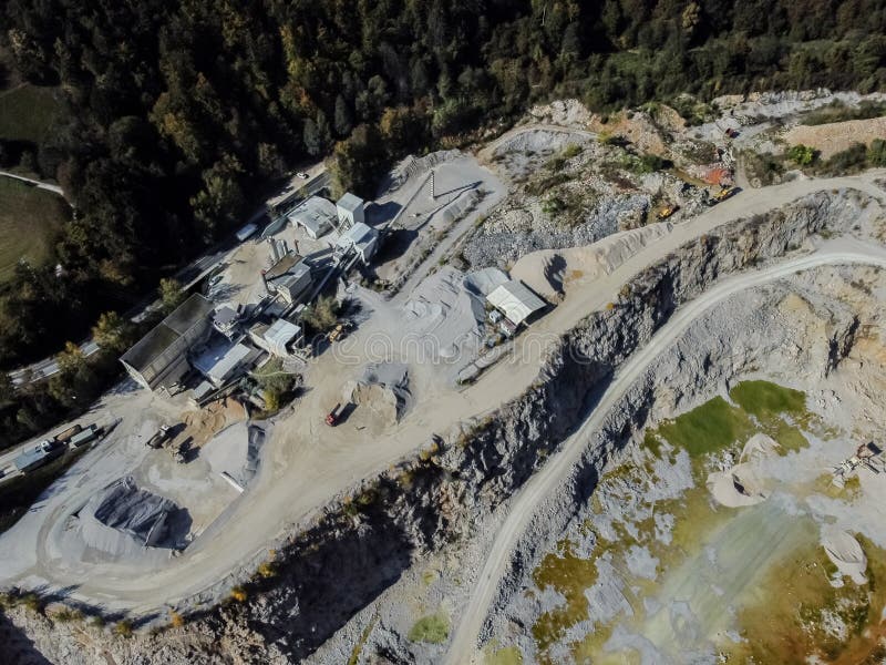 Aerial Drone View Quarry and Polluted Pond Stock Photo - Image of ...