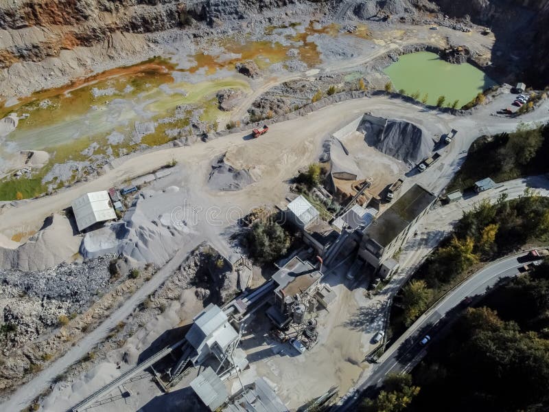 Aerial Drone View Quarry and Polluted Pond Stock Image - Image of dump ...