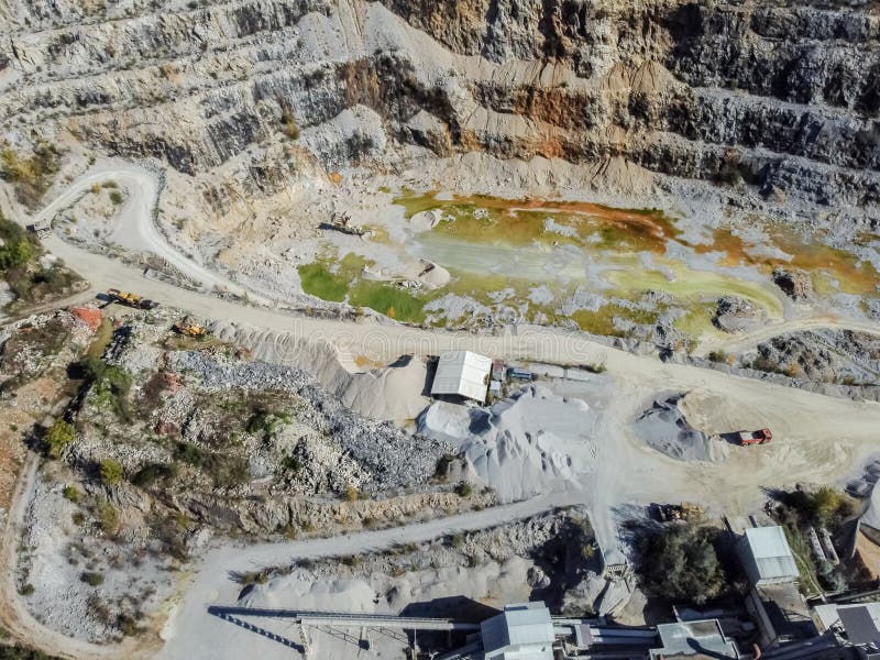 Aerial Drone View Quarry and Polluted Pond Stock Image - Image of green ...