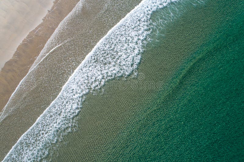 Aerial Drone View of the Shore of a Beach with Turquoise Waters Stock ...