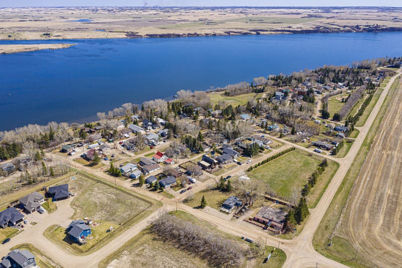 Aerial Drone View of the Small Hamlet of Shields, Saskatchewan Stock ...