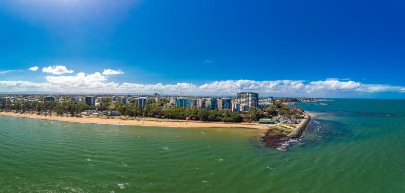 Aerial Drone View of Suttons Beach, Redcliffe, Australia Stock Photo ...