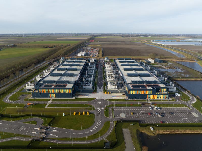 Aerial Drone Views Supercomputer Data Center Artificial Intelligence ...