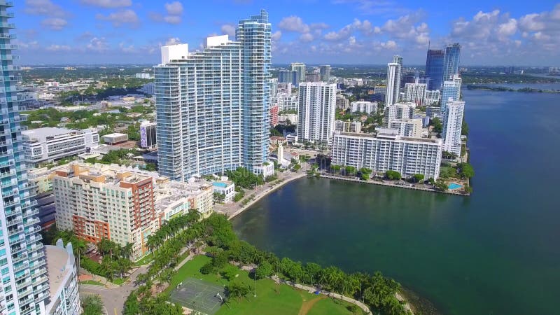 Aerial edgewater Miami stock video. Video of real, estate - 79021247