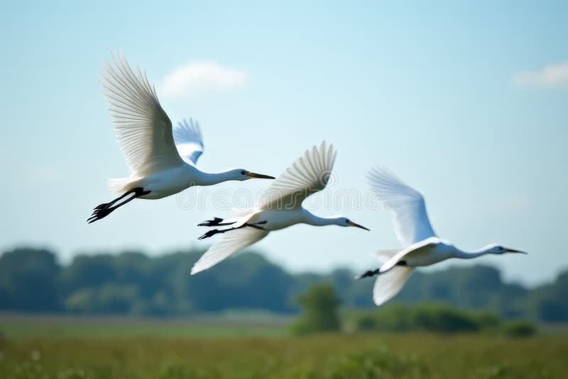 Aerial Egret Migration stock illustration. Illustration of egret ...