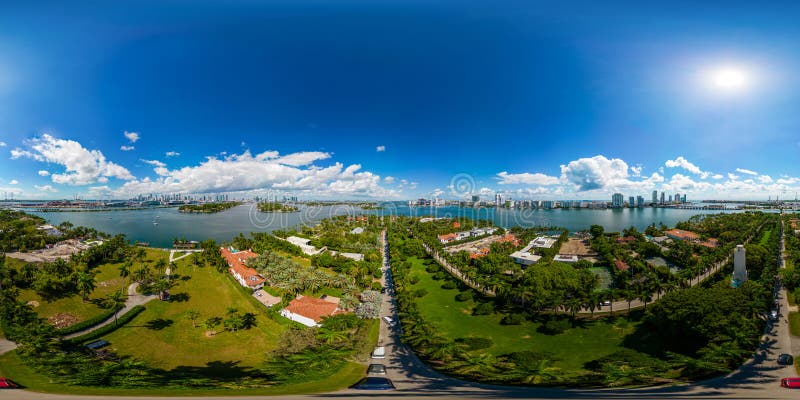 Aerial 360 Equirectangular Image Miami Beach Star Island Stock Photo ...