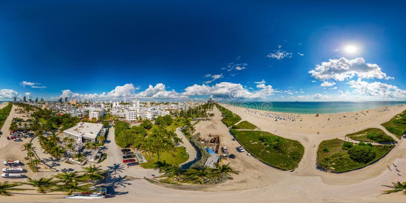 Aerial 360 Equirectangular Photo Miami Beach Ocean Drive Editorial ...