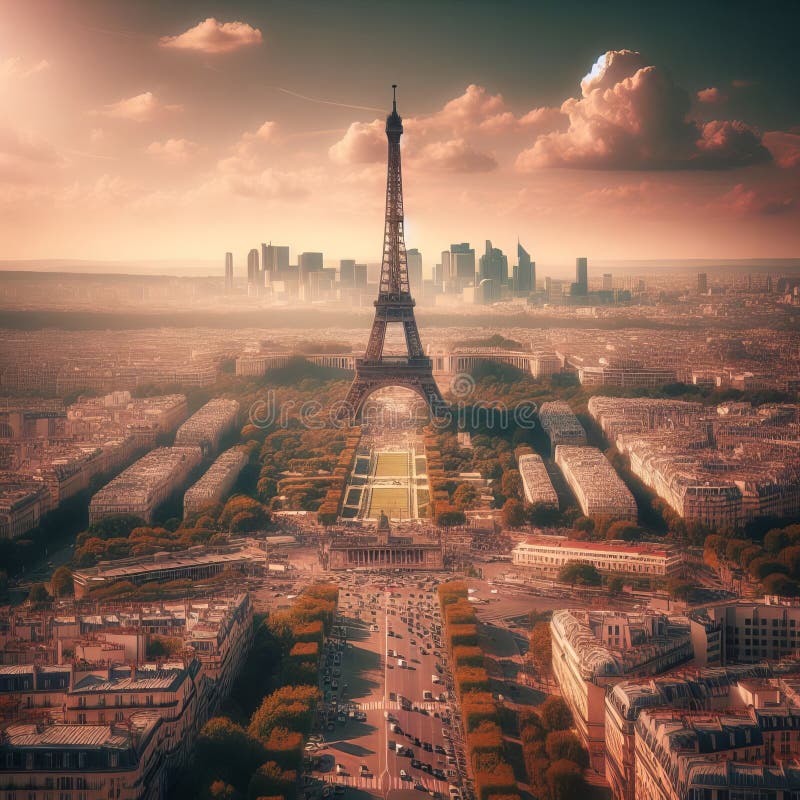 Aerial View of Paris and the Eiffel Tower Stock Image - Image of view ...