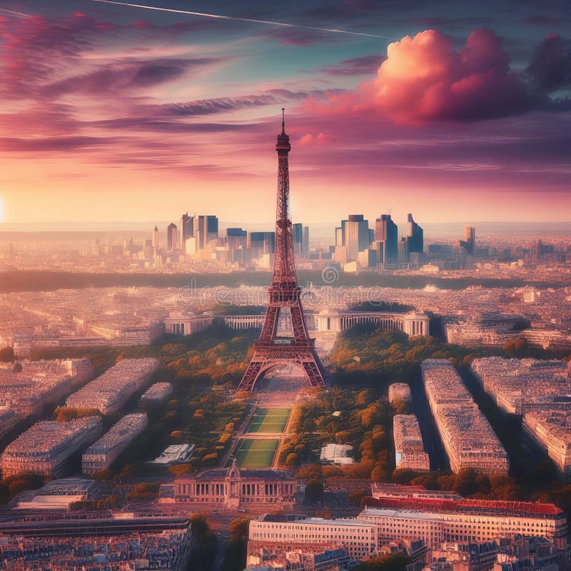 Aerial View of Paris and the Eiffel Tower Stock Image - Image of french ...