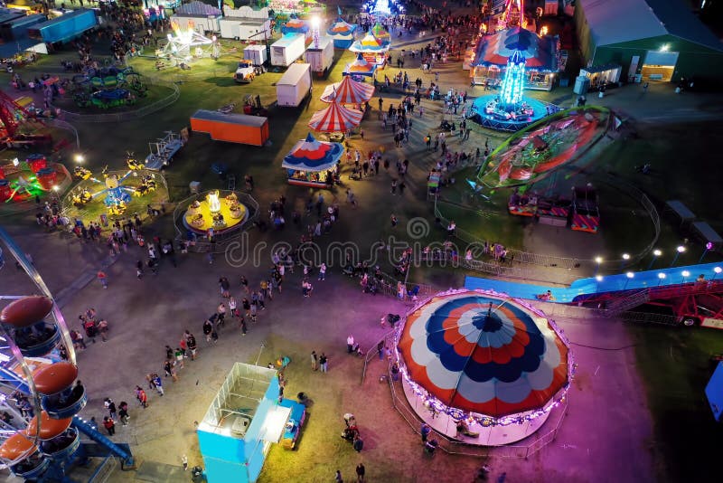 Aerial of a Fair at night stock image. Image of night - 229440281