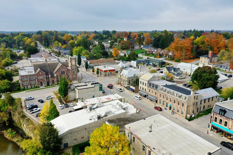 Aerial of Fergus, Ontario, Canada in Autumn Stock Image - Image of ...