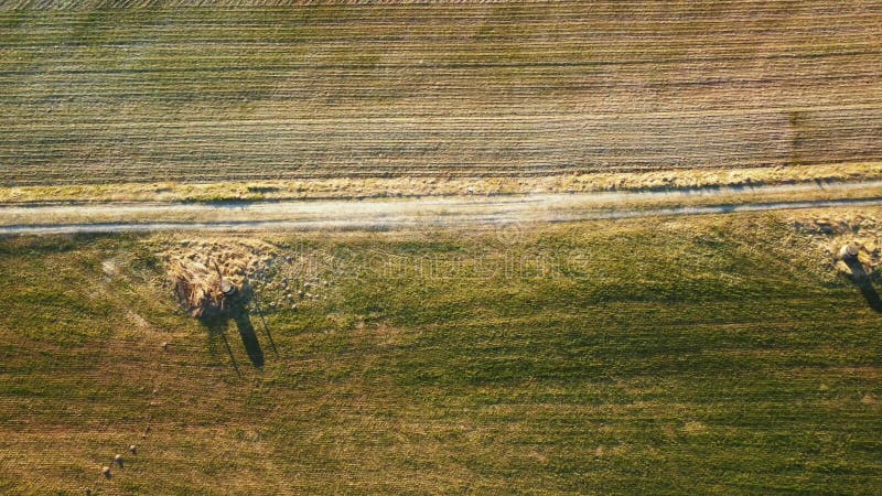 Aerial of a Field and a Roadway in Spring. Stock Footage - Video of ...
